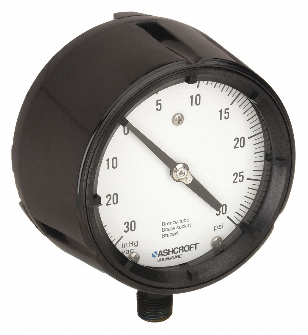 ASHCROFT COMPOUND GAUGE,4 1/2IN,30 IN HG TO - Commercial, Industrial and Process Dial Pressure ...