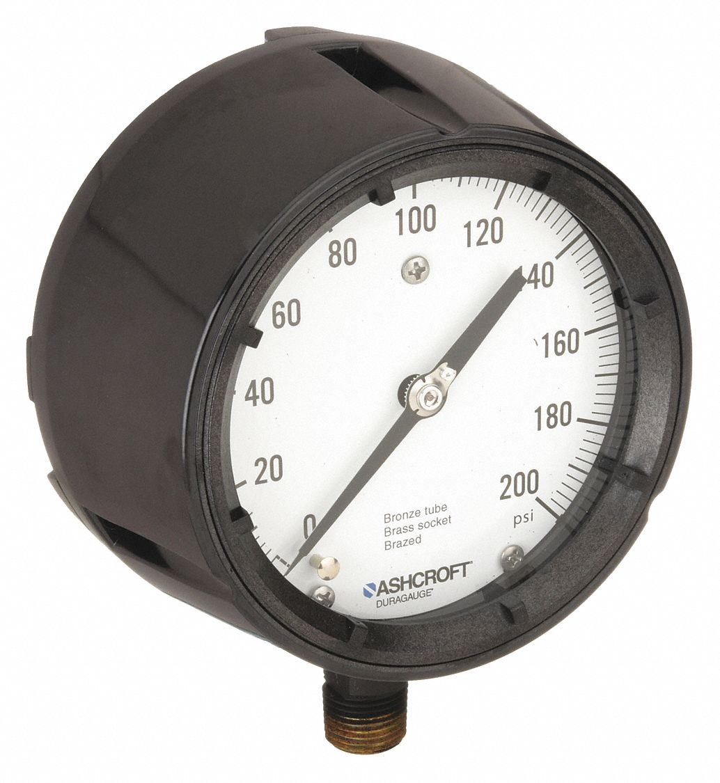 ASHCROFT, 0 psi to 200 psi, White, Process Pressure Gauge - 5RXZ2 ...