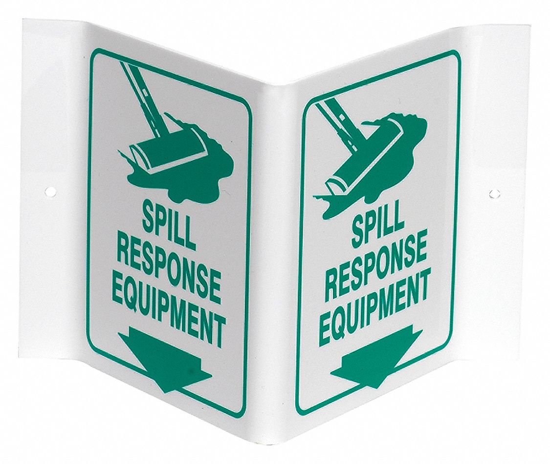 Acrylic, Spill Station Sign, 8" Width, 8" Height, White, With Mounting ...