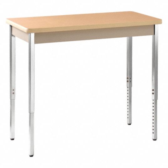 Adjustable Utility Table with Oak Tabletop and Putty Frame 40 in x 20 ...