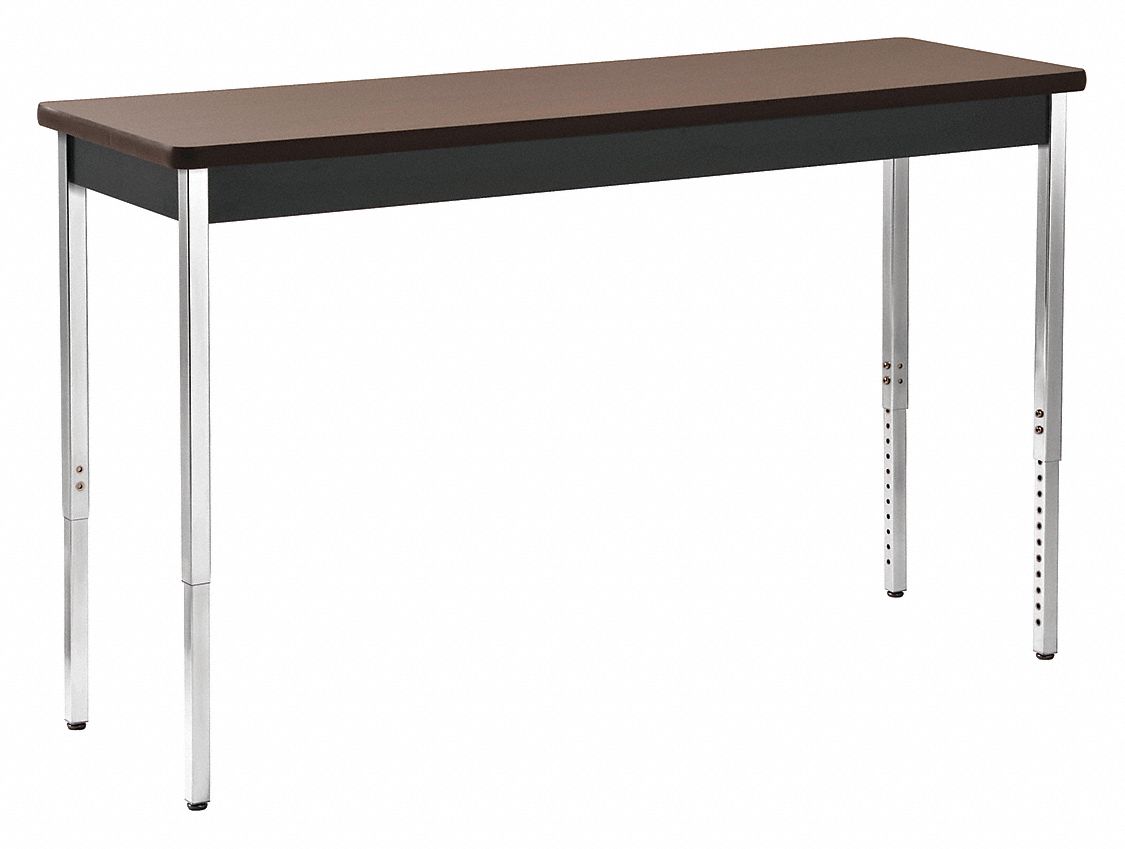 SANDUSKY Adjustable Utility Table with Walnut Tabletop and Black Frame ...