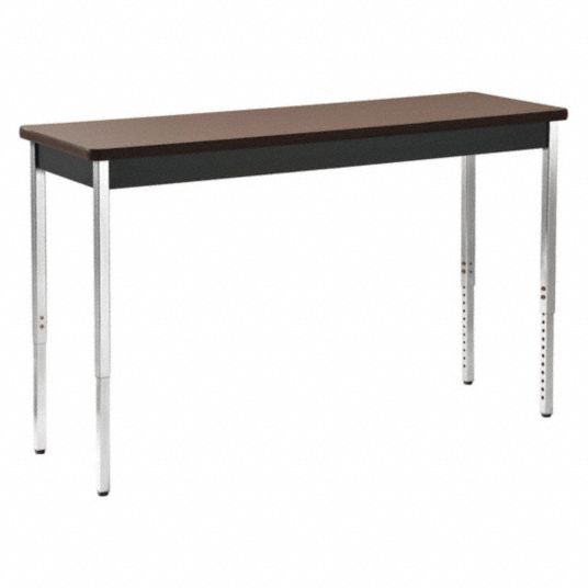 Adjustable Utility Table with Walnut Tabletop and Black Frame 60 in x ...