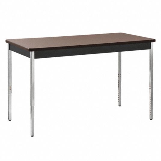 Adjustable Utility Table with Walnut Tabletop and Black Frame 60 in x ...