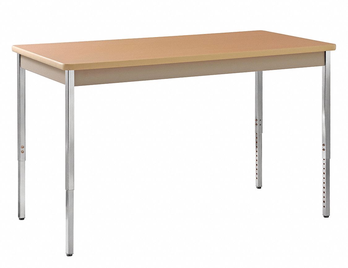 Adjustable Utility Table with Oak Tabletop and Sand Frame 60 in x 30 in ...