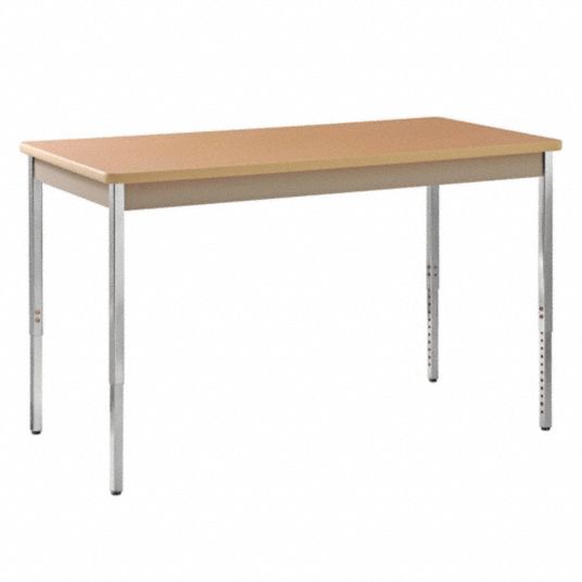 Adjustable Utility Table with Oak Tabletop and Sand Frame 60 in x 30 in ...