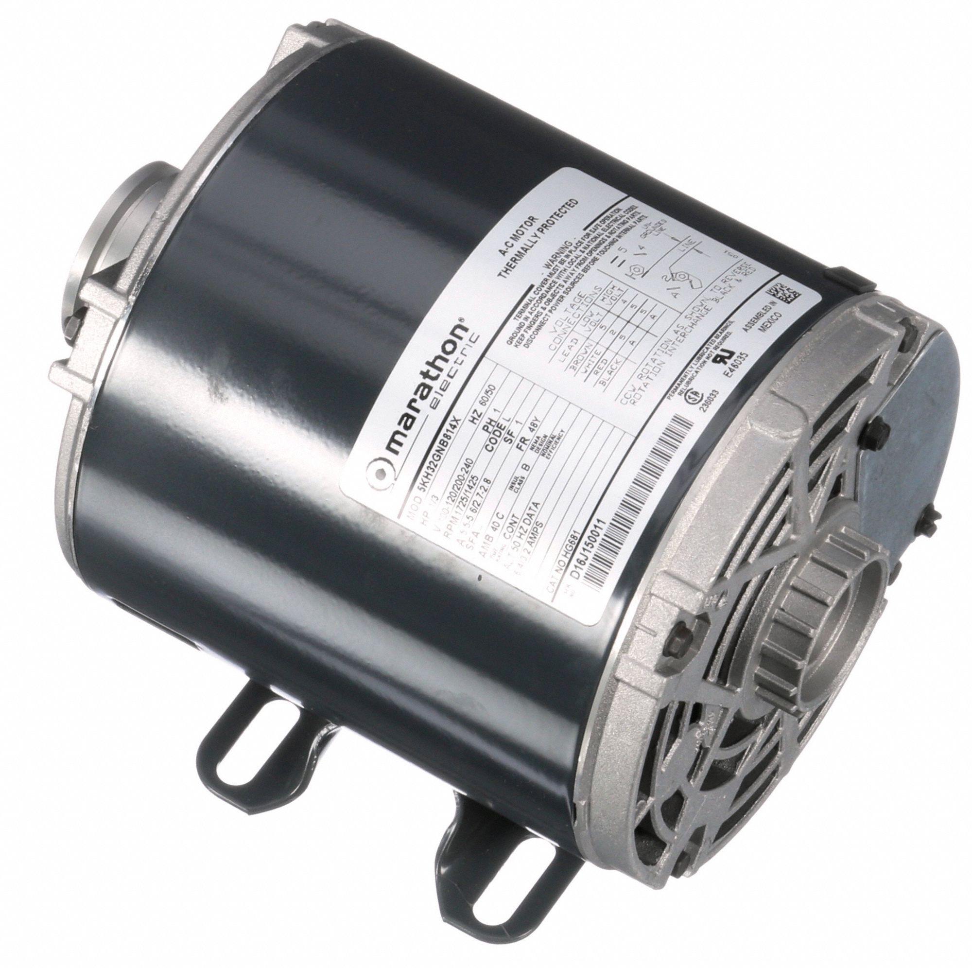 MARATHON MOTORS Carbonator Pump Motor: Rigid Base Mounting, 1/3 HP ...