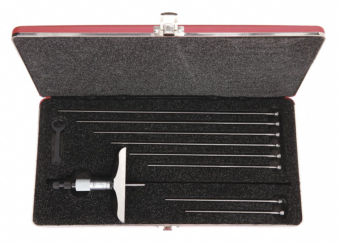 STARRETT, 0 in to 9 in, Inch, Mechanical Depth Micrometer - 5UAG9|445BZ ...