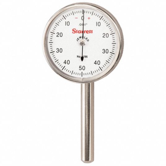 STARRETT Back Plunger Dial Indicator: 0 to 0.2 in Range, 0-50-0 Dial ...