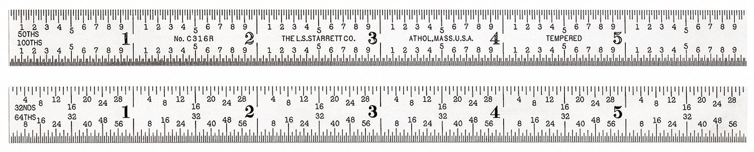 STARRETT, C416R-48, 48 in, Steel Rule - 5UAN6|C416R-48 - Grainger