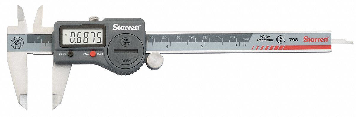 STARRETT 4-Way Digital Caliper: 0 in to 6 in/0 to 150 mm Range, IP67, ± ...