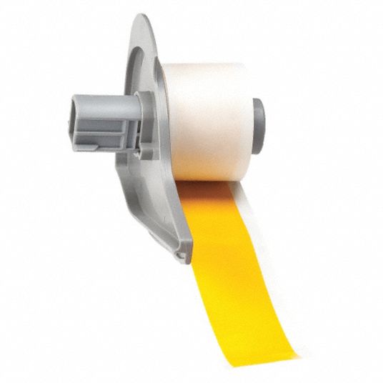 BRADY Continuous Label Roll: 1 in x 50 ft, Vinyl, Yellow, Outdoor, 0. ...