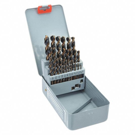 29 Pc, 1/16" to 1/2" by 64ths, Jobber Length Drill Bit Set - 5UDN9 ...