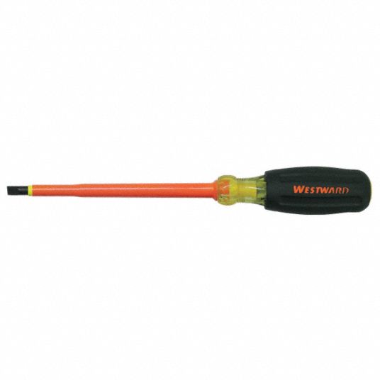 WESTWARD Insulated Slotted Screwdriver, Tip Size 3/8 in, Slotted ...