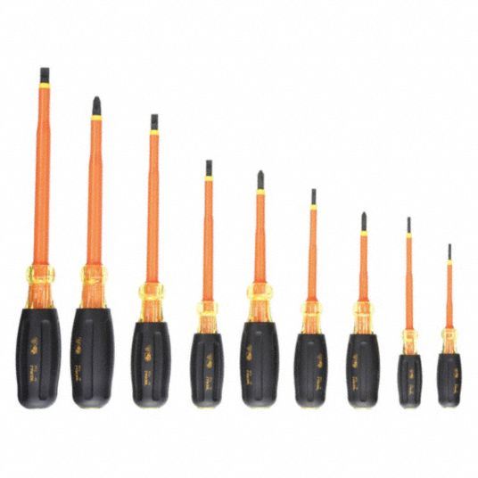 Insulated Screwdriver Set, Assorted, Number of Pieces 9 - Grainger