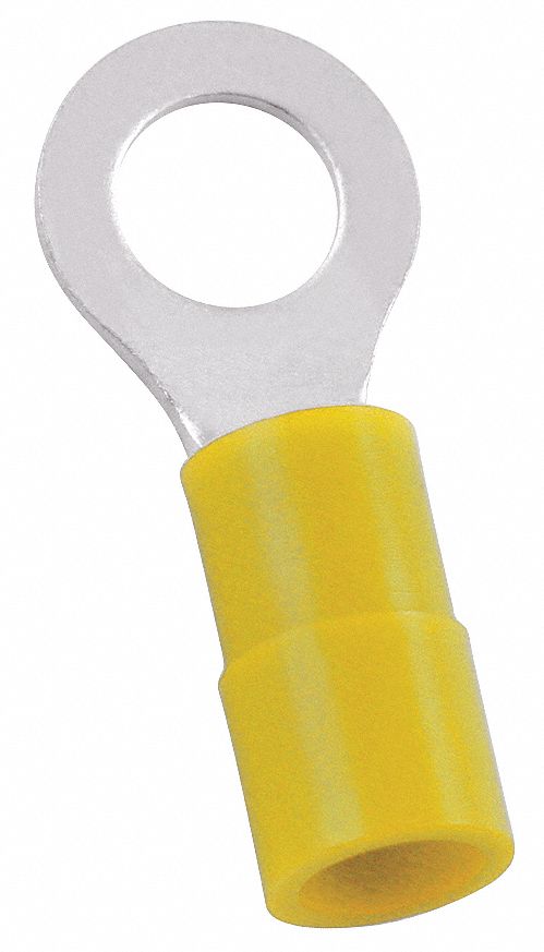POWER FIRST Ring Terminal, Yellow Nylon, Butted Seam, 12 to 10 AWG, 50 ...