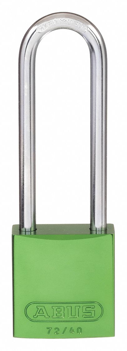 ABUS, Keyed Different, Aluminum, Lockout Padlock - 5UKL3|72 HB/40-75 KD Green - Grainger
