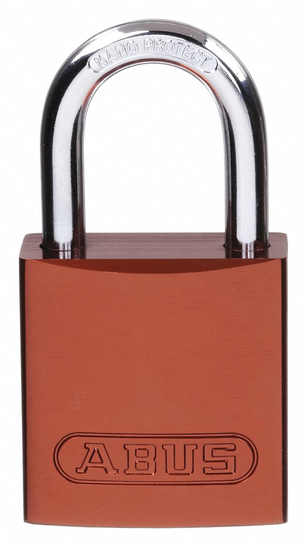 ABUS LOCKOUT PADLOCK, KEYED DIFFERENT, ALUMINUM, STANDARD BODY, HARDENED STEEL, BROWN, KEY ...