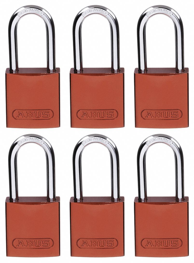 ABUS, Keyed Alike, Aluminum, Lockout Padlock - 5UKX6|72 HB/40-40 KAx6 Brown - Grainger