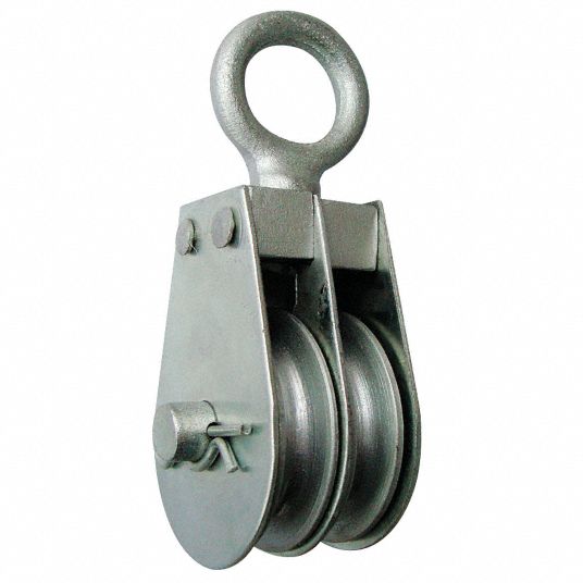 Double Pulley Block, Swivel Eye, Designed For Wire Rope, 3/16 in Max ...