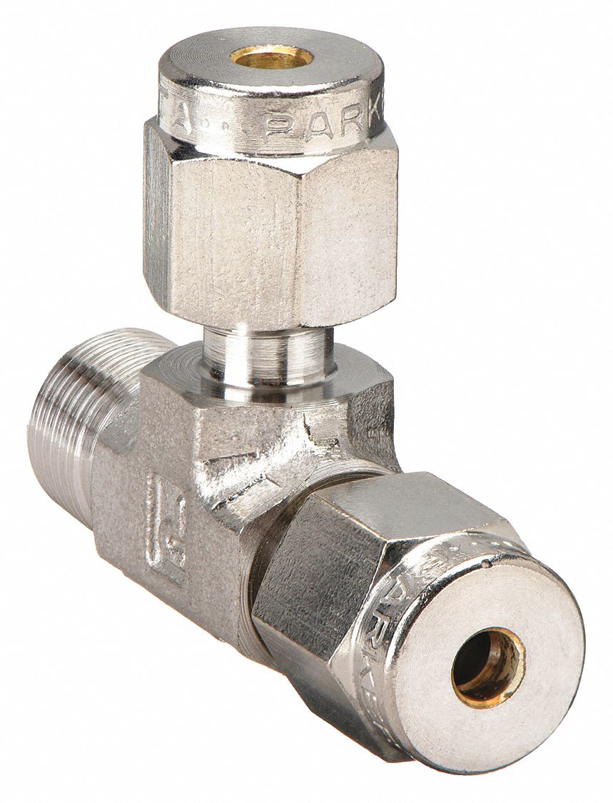 PARKER, 1/8 in OD x 1/8 in Pipe x 1/8 in OD Fitting Size, Stainless ...