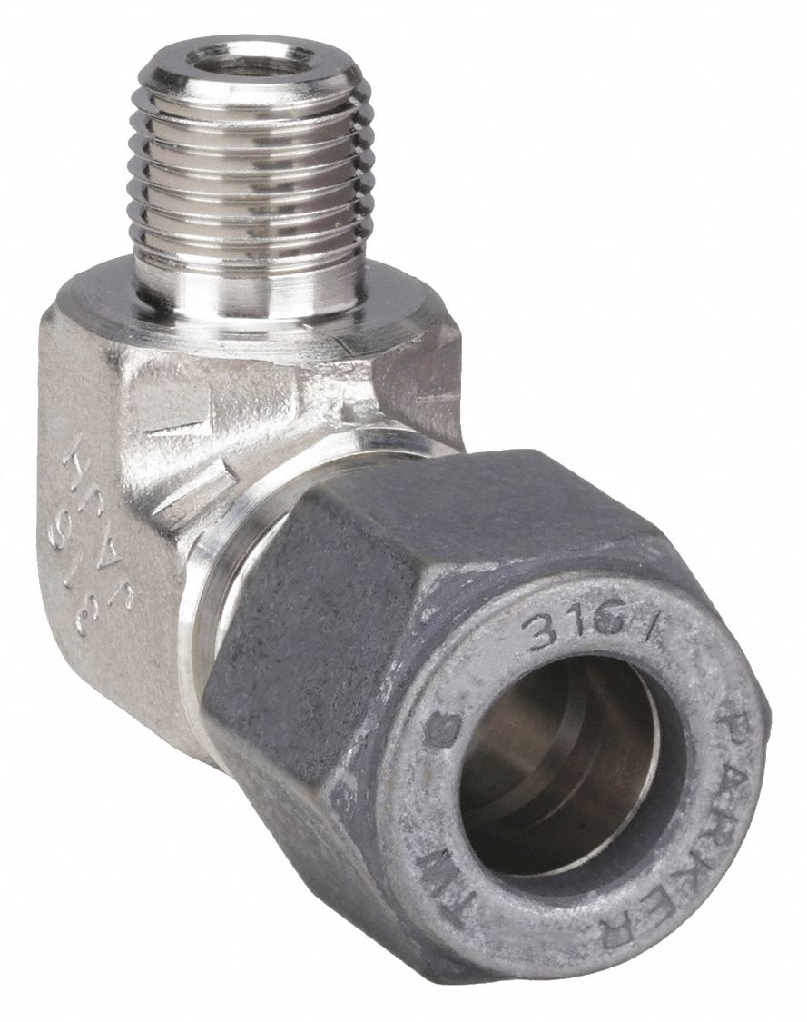 PARKER, 3/8 in OD x 1/8 in Pipe Fitting Size, Compression x MNPT ...