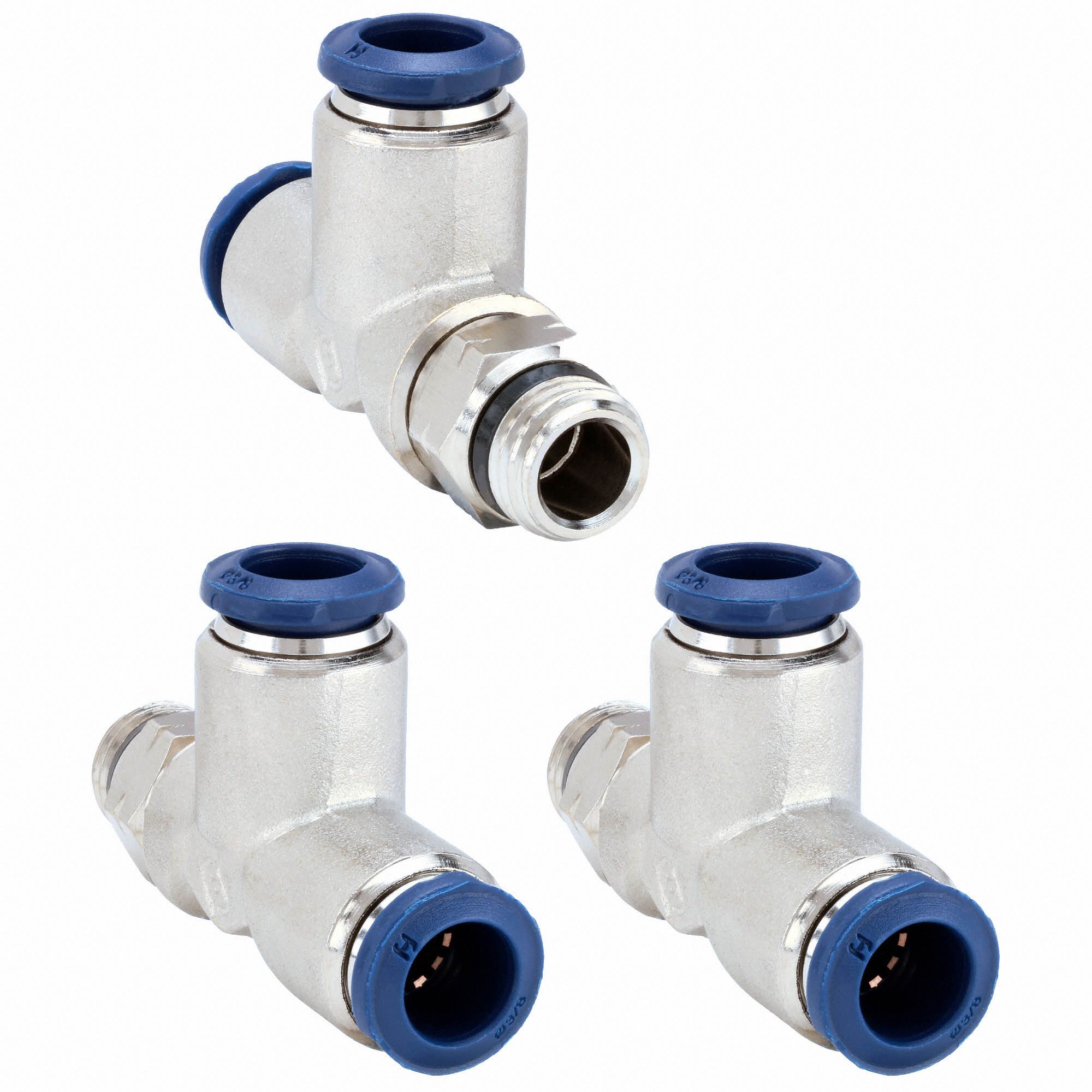 AIGNEP USA Male Swivel Run Tee: Nickel-Plated Brass, Push-to-Connect x Push-to-Connect x ...