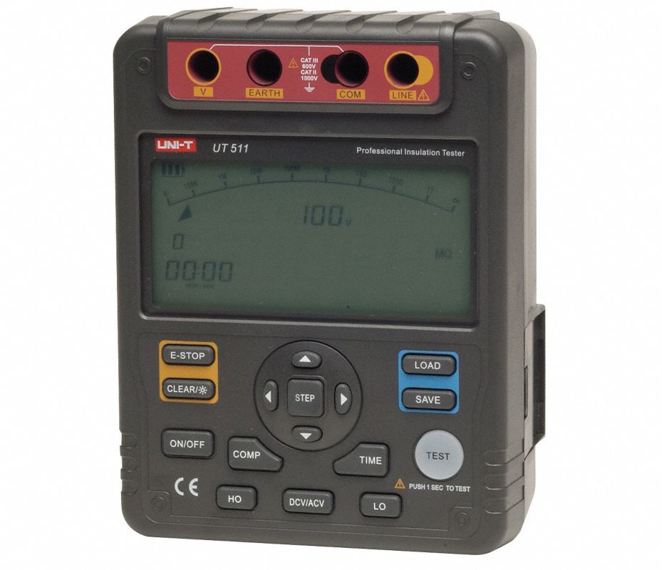 GRAINGER APPROVED Megóhmetro de batería LCD retroiluminada con gráfico ...