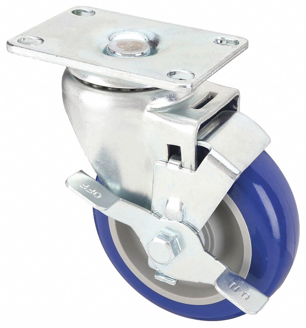 Swivel, Side Brake, Plate Caster - 5UX88|5UX88 - Grainger