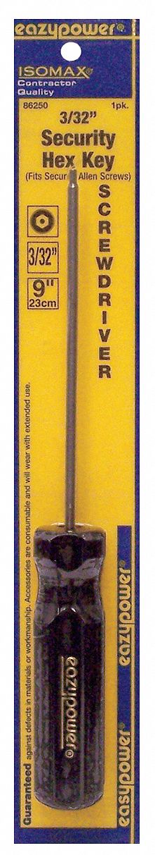 EAZYPOWER Tamper Resistant Hex Screwdriver, Tip Size 3/32 in, Tamper ...