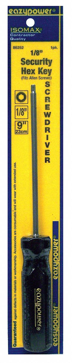 EAZYPOWER Tamper Resistant Hex Screwdriver, Tip Size 1/8 in, Tamper ...
