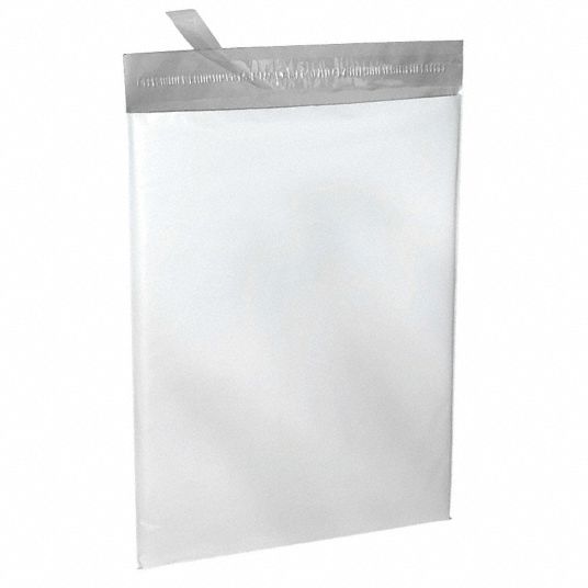 Polyethylene, Courier Mailer Envelope, White, PK 500 - Grainger