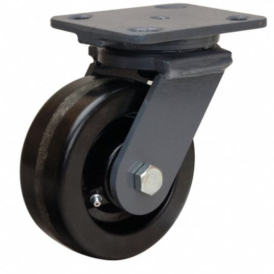 Plate Caster, Swivel, Phenolic, 1000 lb, 5 in Wheel Dia. - Grainger
