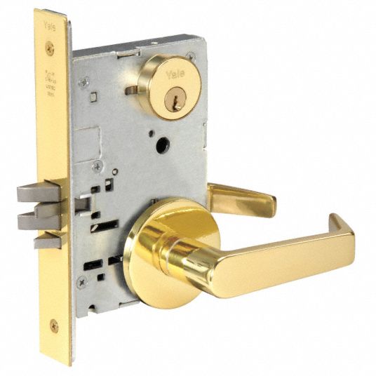 Heavy Duty Mortise Lockset, Mechanical, Keyed Different, Bright Brass ...