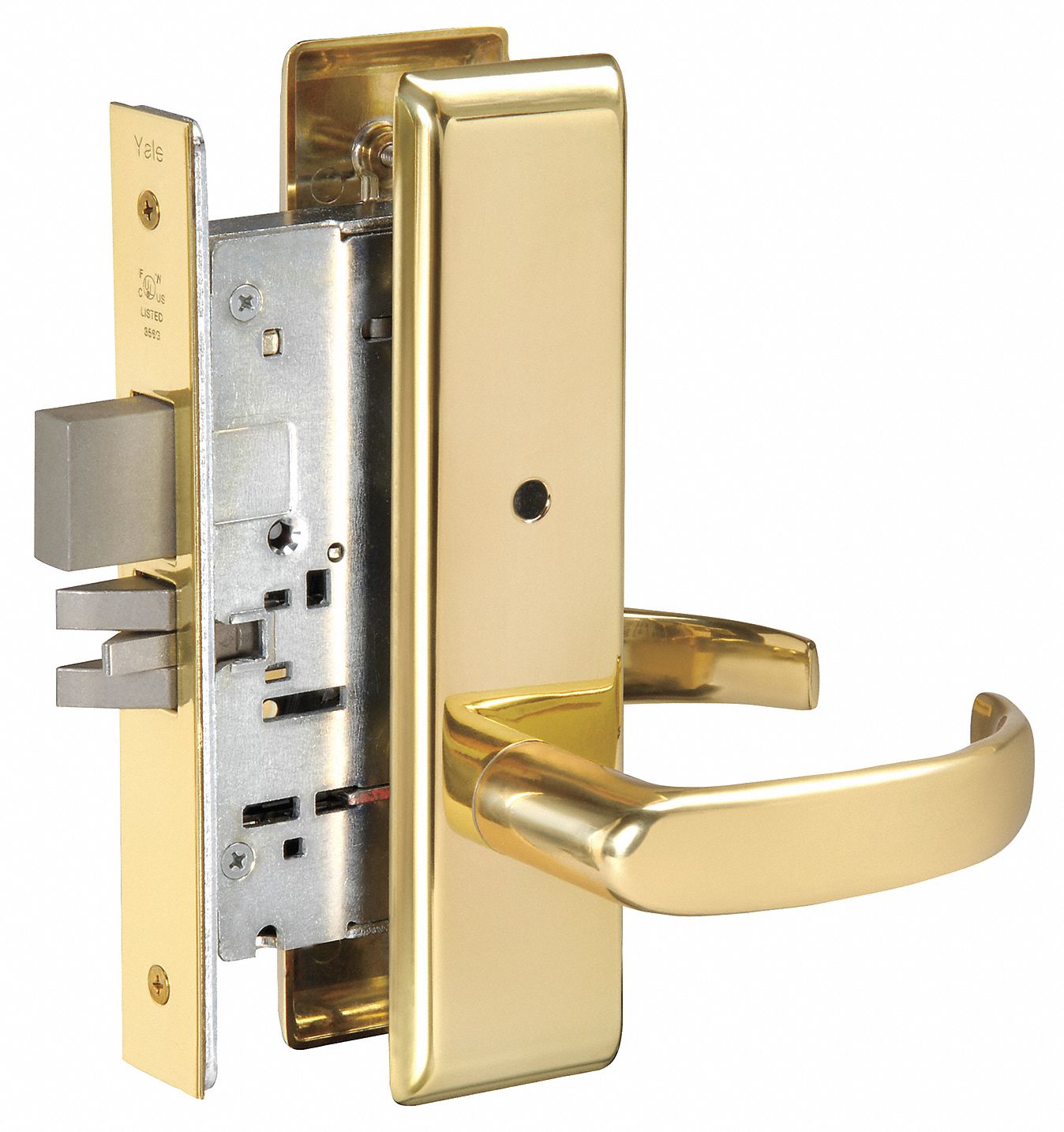 Mortise Lockset, Mechanical, Bright Brass, 2 3/4 in Backset, Mortise ...