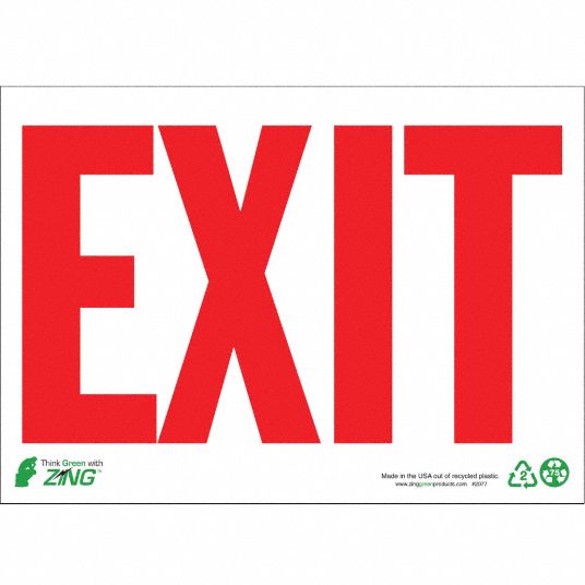 Plastic, Mounting Holes Sign Mounting, Exit Sign - 5VUN4|2077 - Grainger