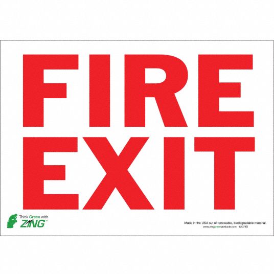 Polyester, Adhesive Sign Mounting, Fire Exit Sign - 5VUP3|2079S - Grainger