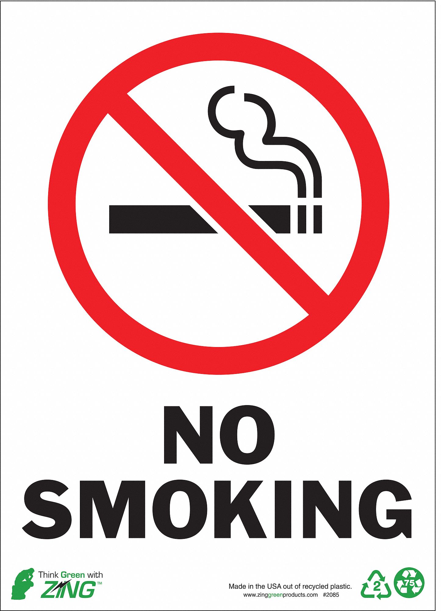 No Smoking, Plastic, 14 in x 10 in, Surface - Grainger