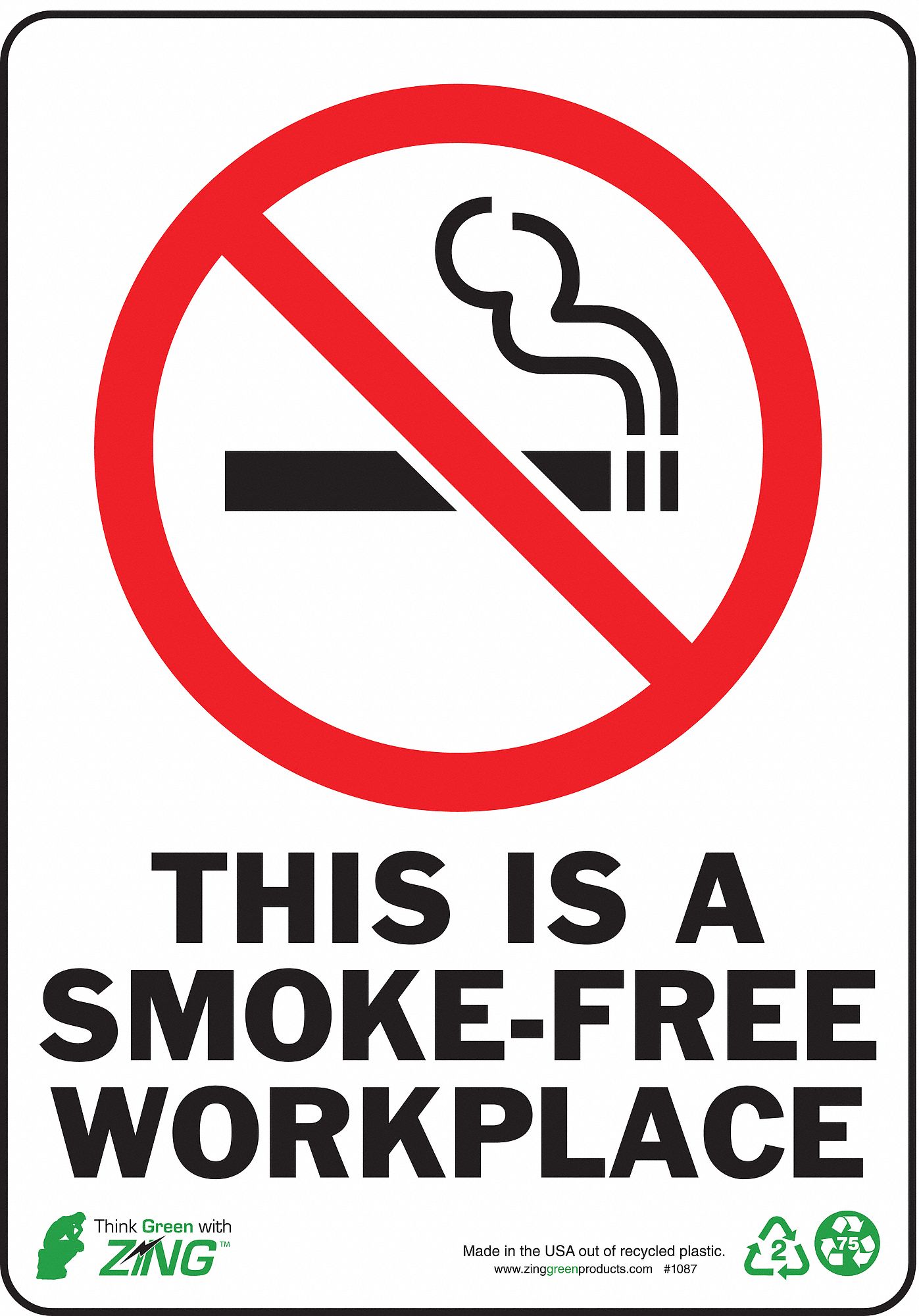 No Smoking Sign, This Is A Smoke-Free Workplace, Sign Header No Header ...