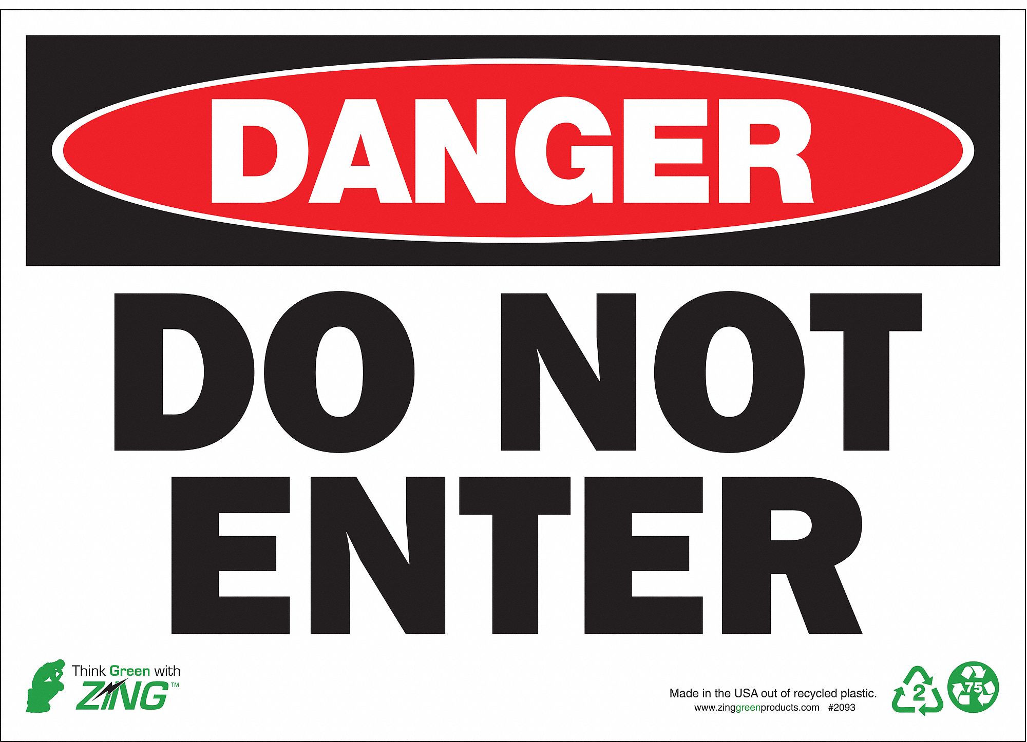 Danger Sign, Plastic, Rectangle, English - Grainger