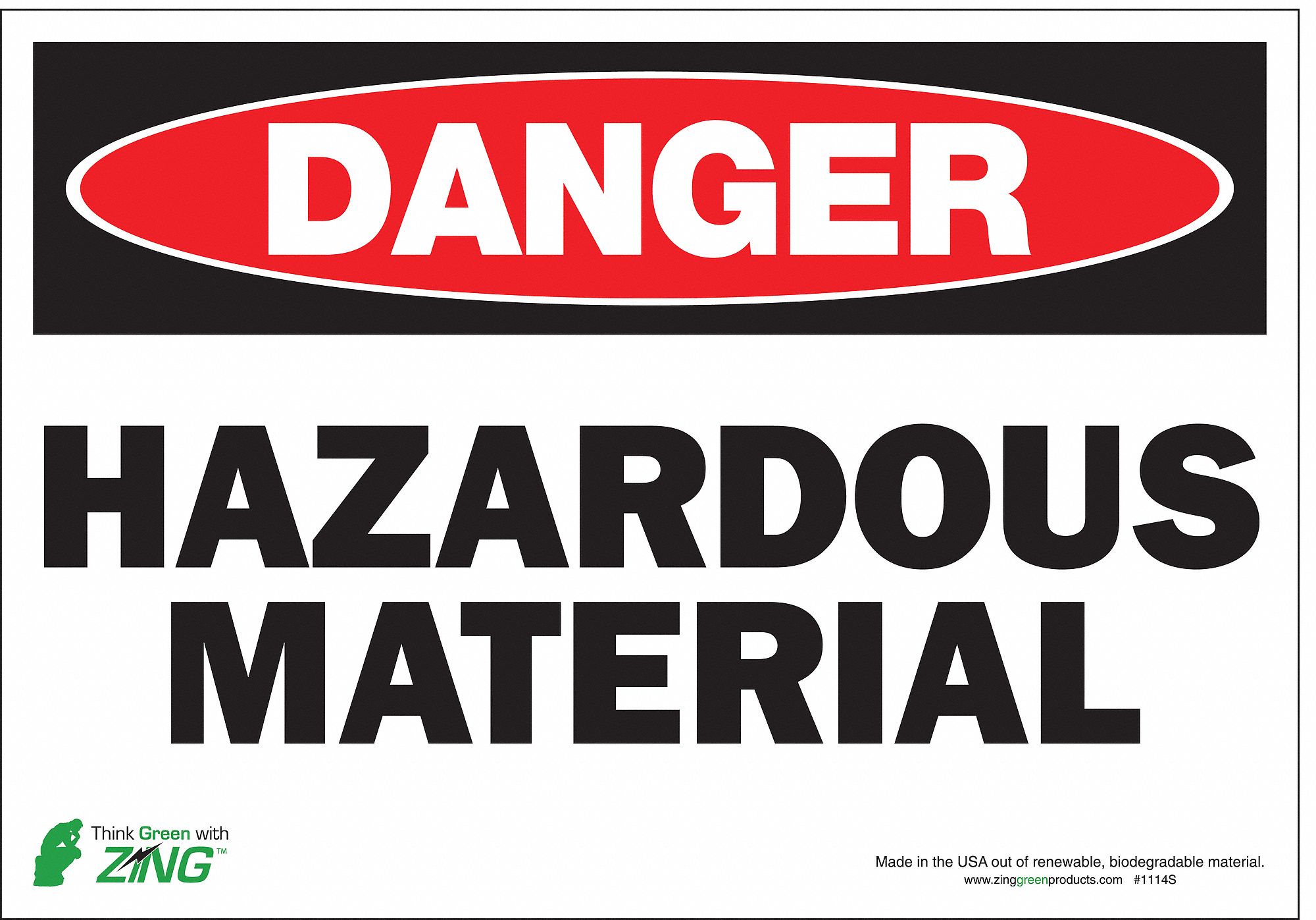 ZING Danger Sign, Sign Format Traditional OSHA, Hazardous Material ...