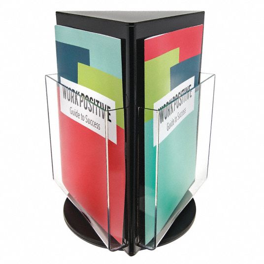DEFLECTO, 3 Compartments, Swivel, Rotating Literature Rack - 5VXY0 ...