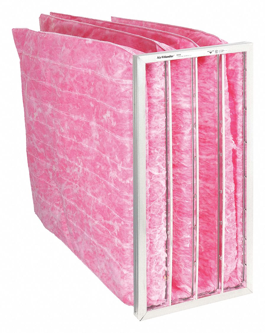 GRAINGER POCKET AIR FILTER, 24 X 12 X 29 IN, MERV 13, PINK, FIBREGLASS ...