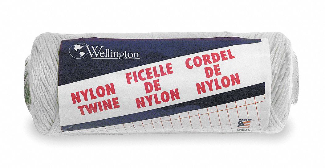 37/64 in dia. Nylon Twine Tying and Bundling Rope, White, 525 ft - Grainger