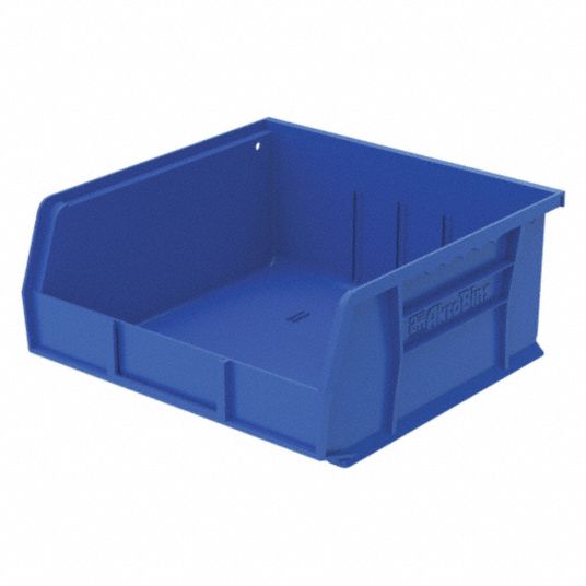 AKRO-MILS Hang and Stack Bin: 11 in x 10 7/8 in x 5 in, Blue, Label ...