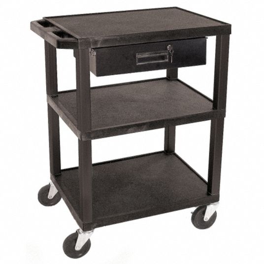 Flat Handle Utility Cart, 300 lb Load Capacity, Number of Shelves 3, 24 ...