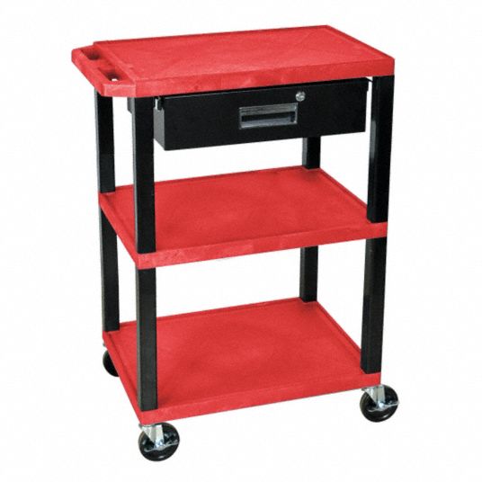 Flat Handle Utility Cart, 300 lb Load Capacity, Number of Shelves 3, 24 ...