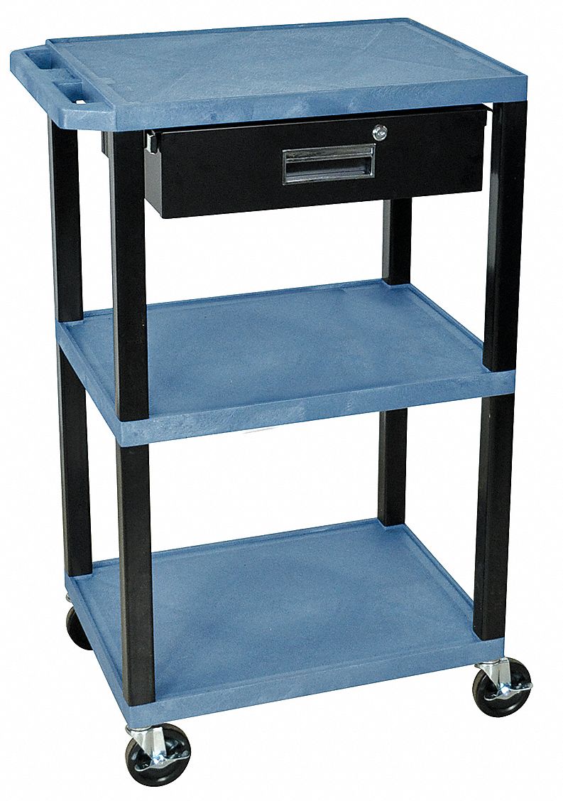 300 lb Load Capacity, 24 in x 18 in, Utility Cart with Lipped Plastic ...