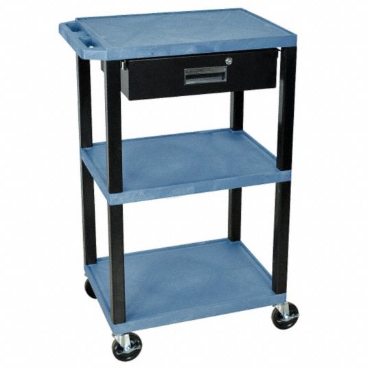 300 lb Load Capacity, 24 in x 18 in, Utility Cart with Lipped Plastic ...