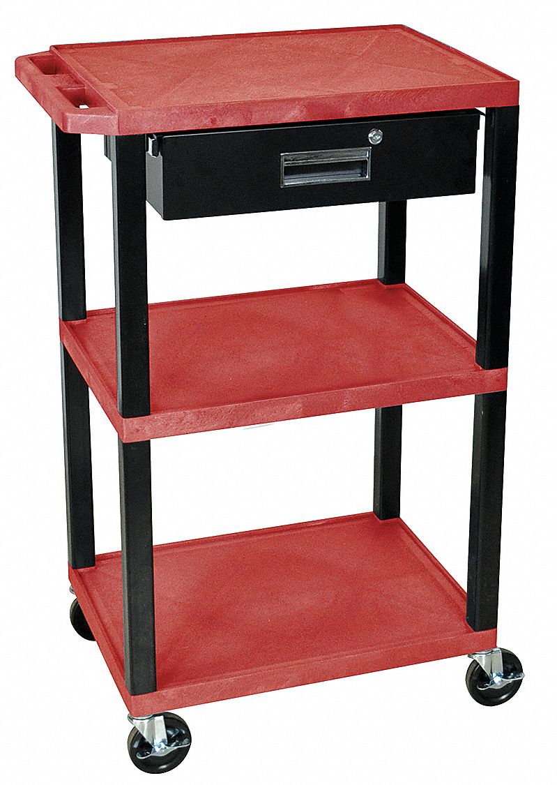 300 lb Load Capacity, 24 in x 18 in, Utility Cart with Lipped Plastic ...