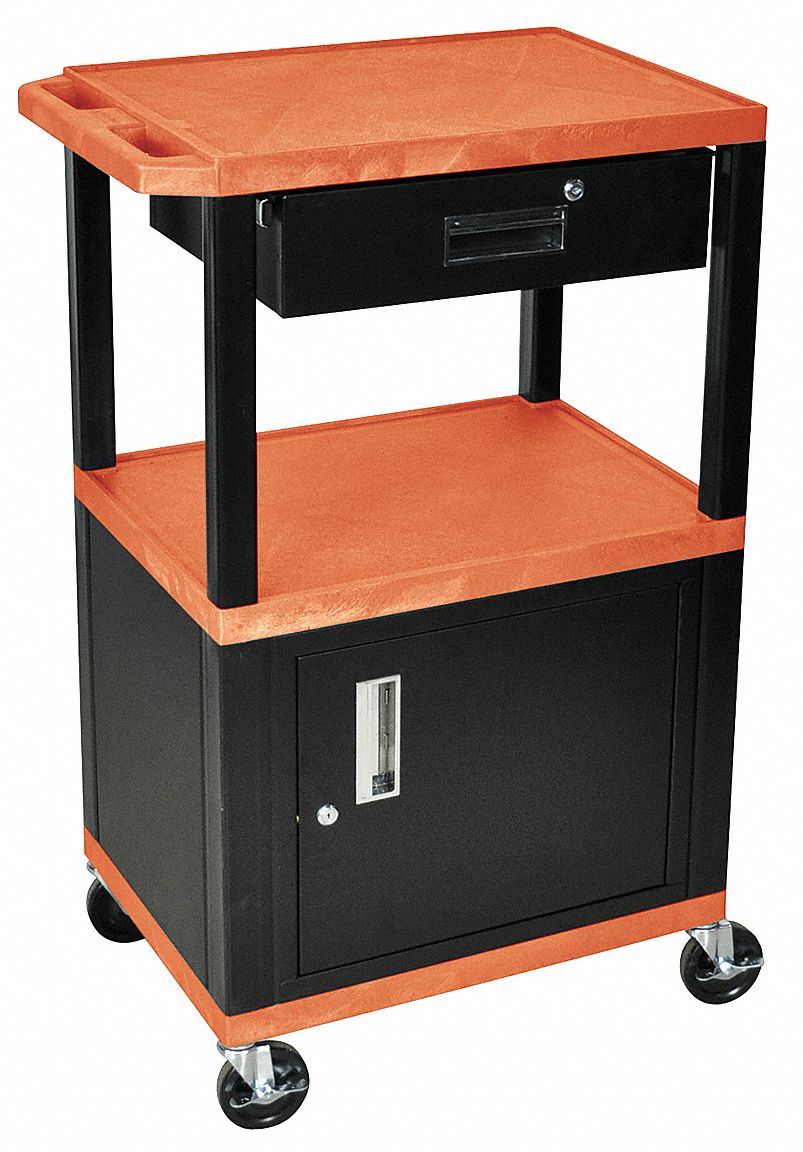 Audio-Visual Cart w/Electric, 200 lb Load Capacity, Number of Shelves 3 ...